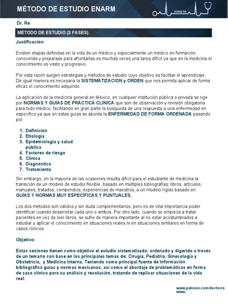 Método de Estudio para ENARM Dr. Re | PDF | Examen de licencia médica ...
