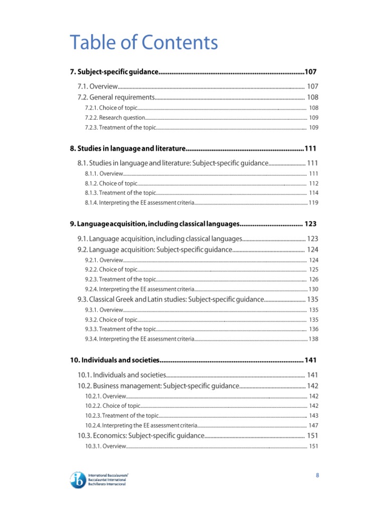 IB Extended Essay Subject Specific Guide Excerpt | PDF | Essays ...