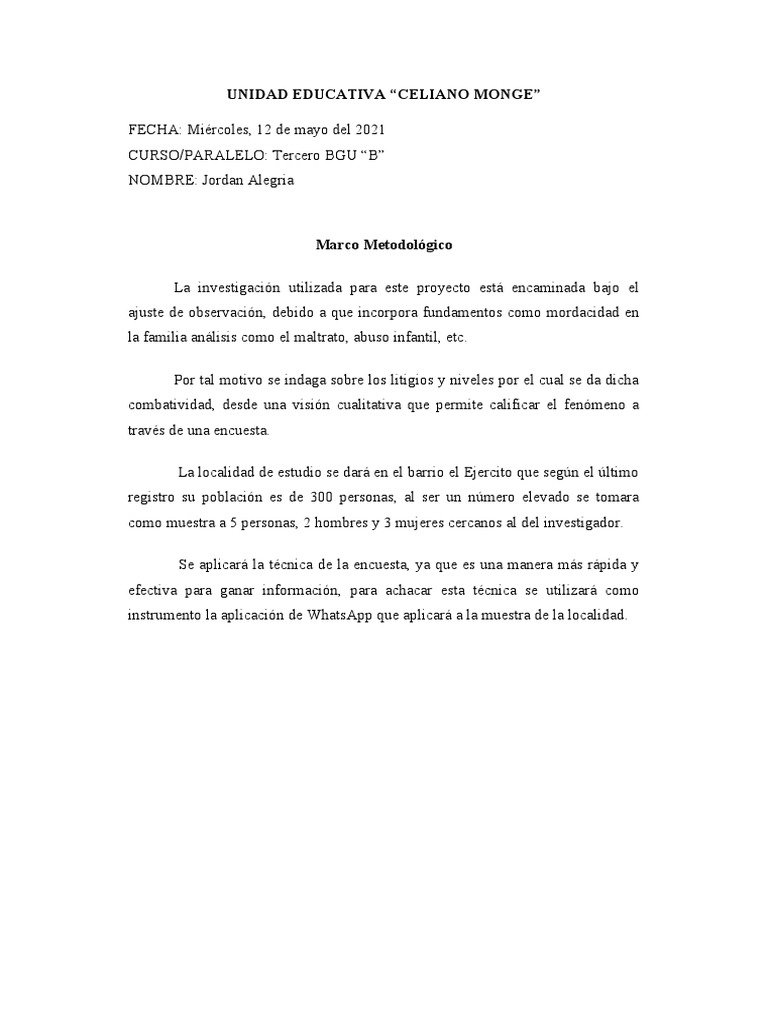 Marco Metodologico Jordan Alegria | PDF