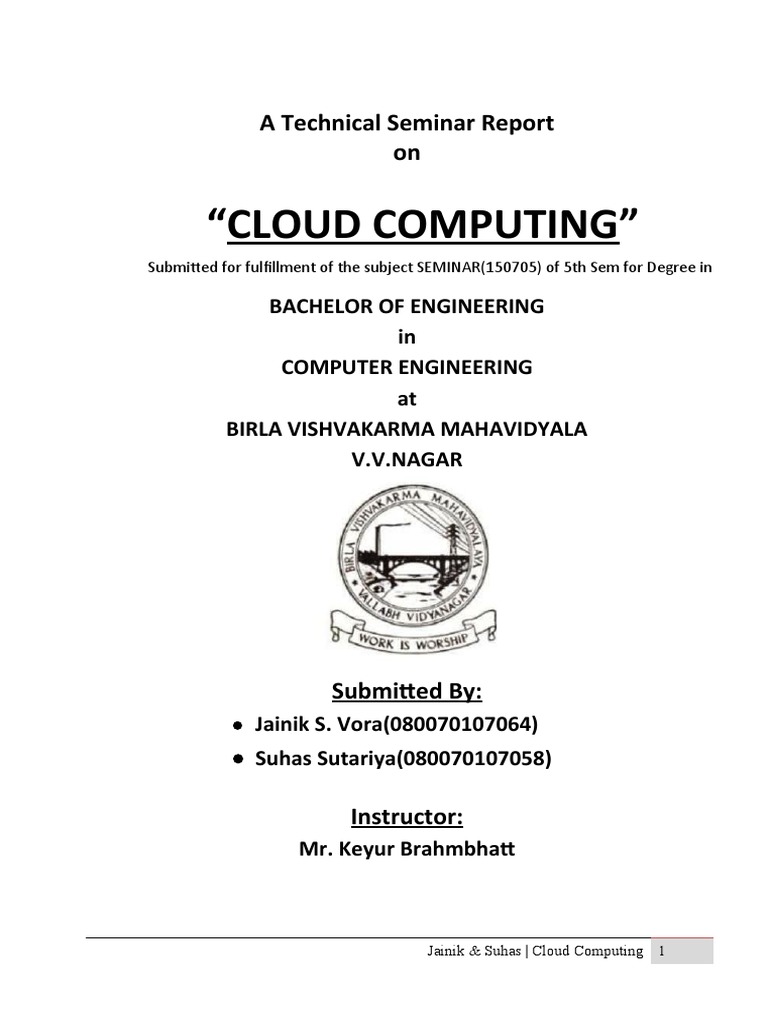 Cloud Computing Seminar Report | PDF | Cloud Computing | Software ...
