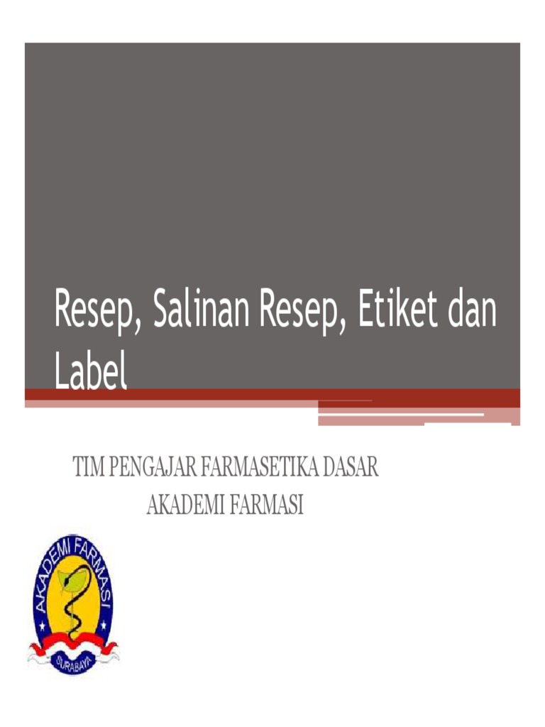 3.resep, Salinan Resep, Etiket Dan Label (Revisi) | PDF