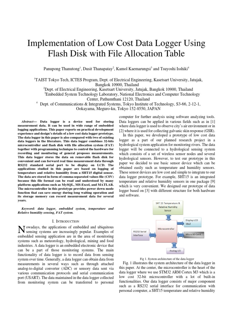 Paper Implementation Of Low Cost Data Logger Pdf Microcontroller