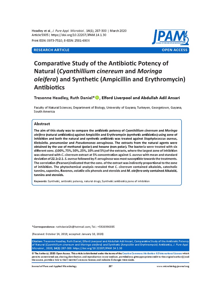 Comparative Study of The Antibiotic Potency of Natural | PDF | Bacteria ...