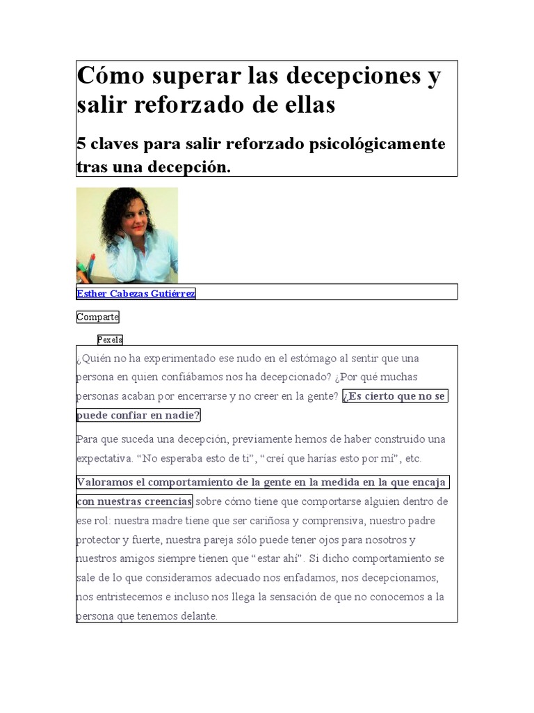 Superar decepciones: 5 claves esenciales | PDF | Las emociones ...