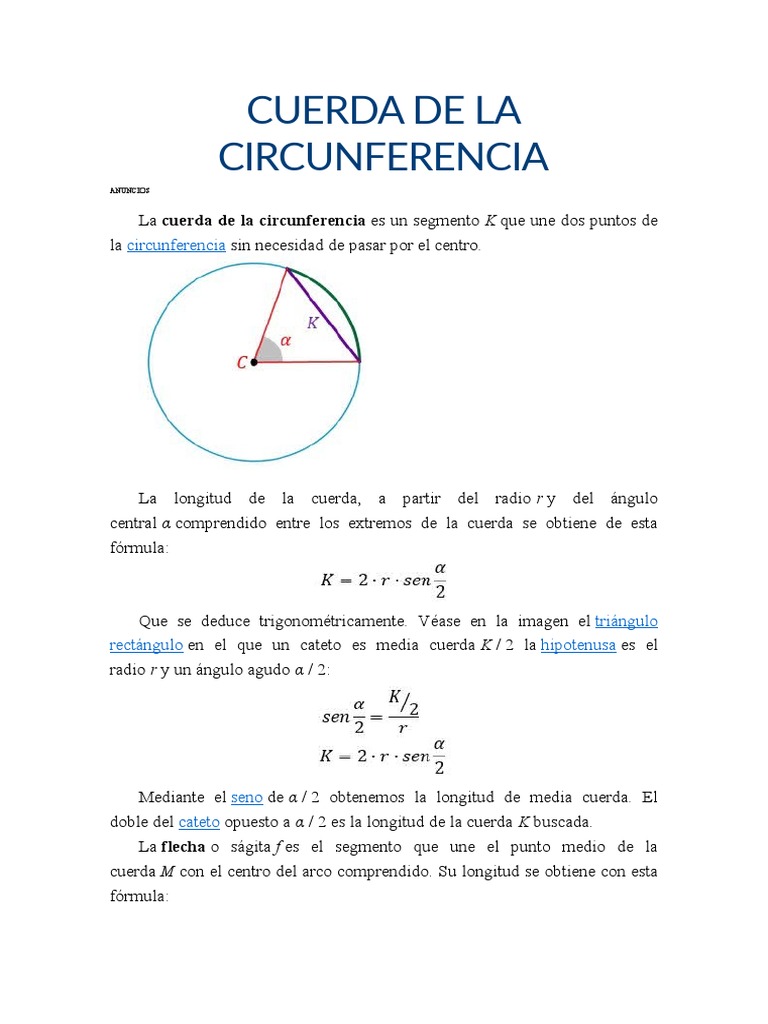 Longitud de la Cuerda en Circunferencia | PDF