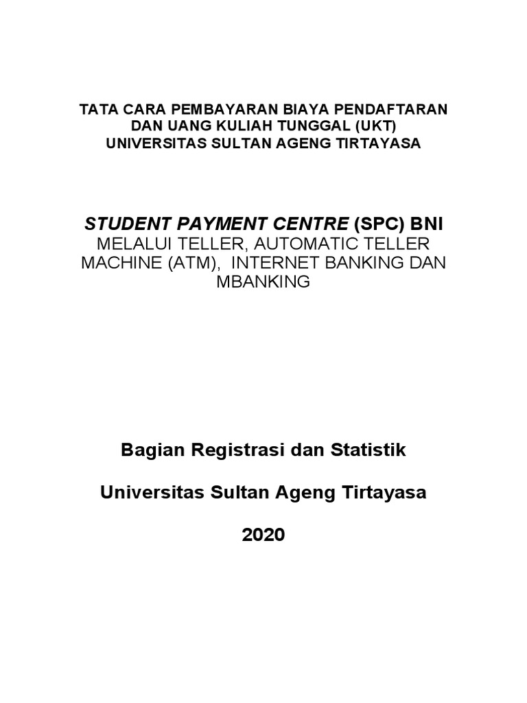 Pembayaran UKT Untirta 2025 via BNI | PDF