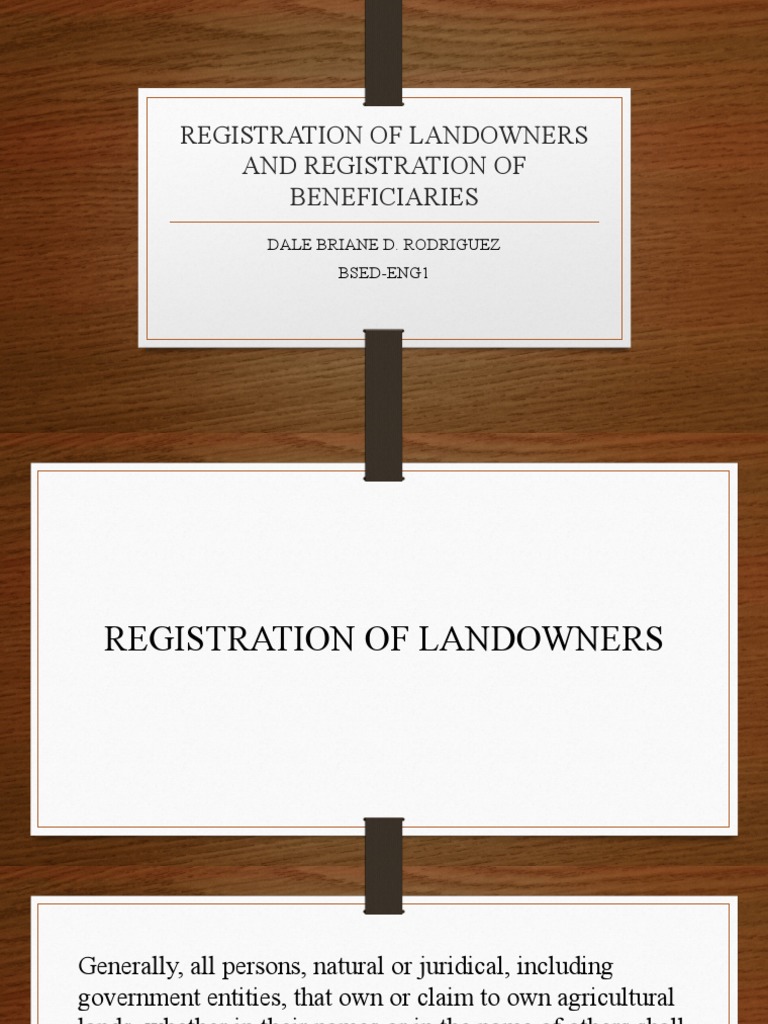 Chapter 4 Registration of Landowners and Registration of Beneficiaries ...