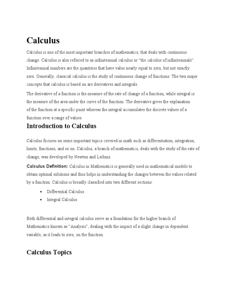 Introduction To Calculus | PDF | Calculus | Derivative