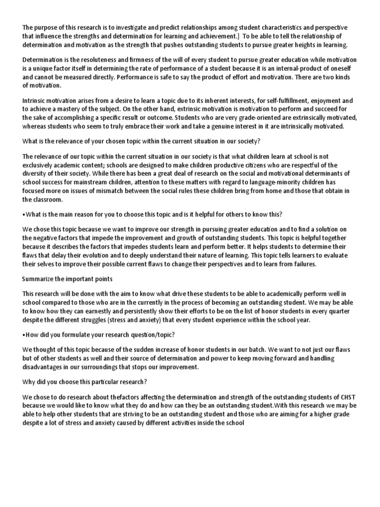 Possible Questions Research 1 | Descargar gratis PDF | Motivation ...