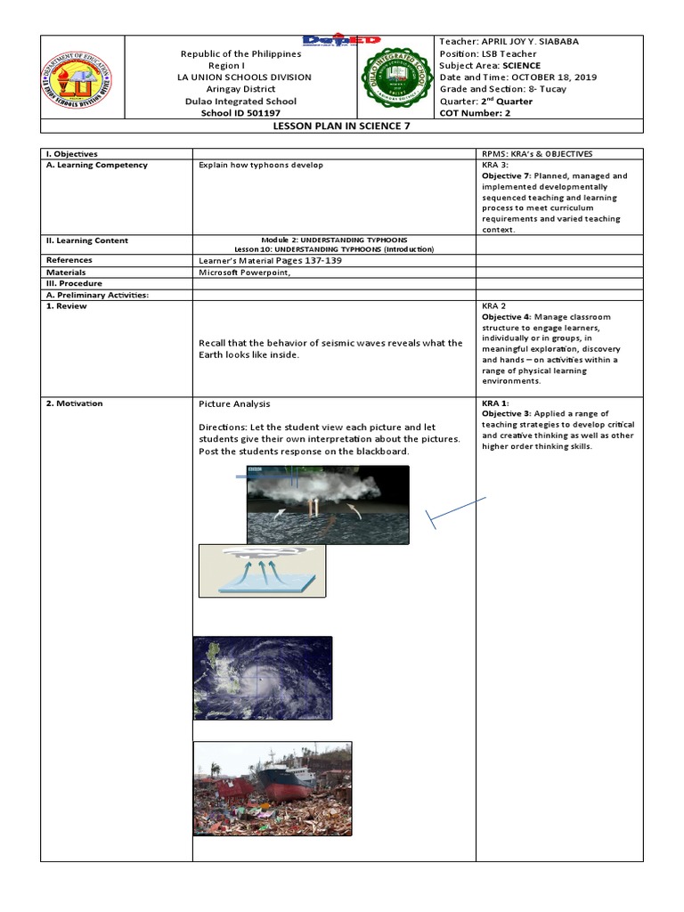Lesson-Plan 2nd QUARTER | PDF | Tropical Cyclones | Learning