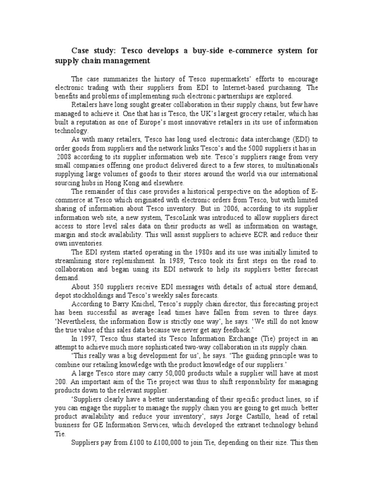 Case Study Tesco | PDF | Supply Chain | Tesco