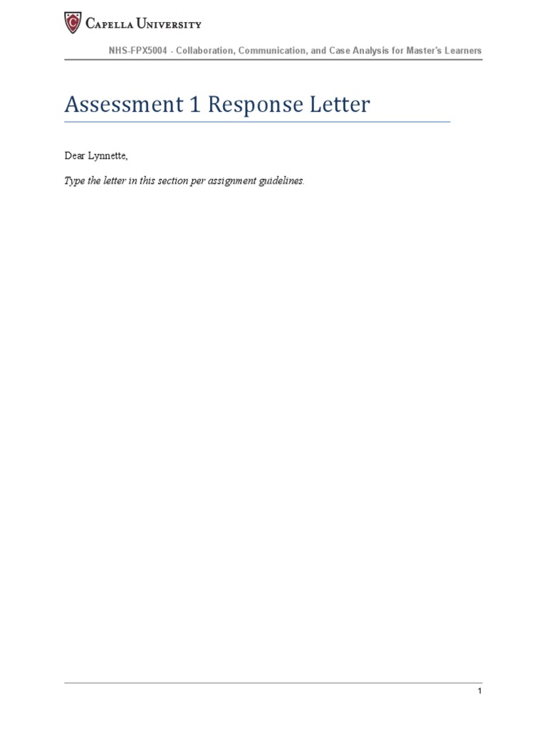 Assessment 1 Letter | PDF