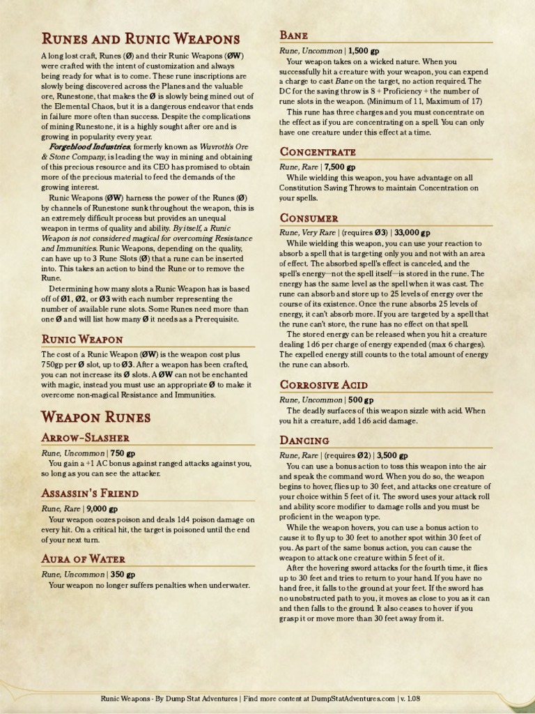 Runic Weapons | PDF | Runes