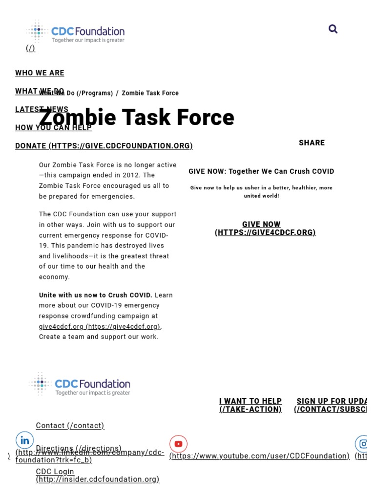 Zombie Task Force - CDC Foundation | PDF