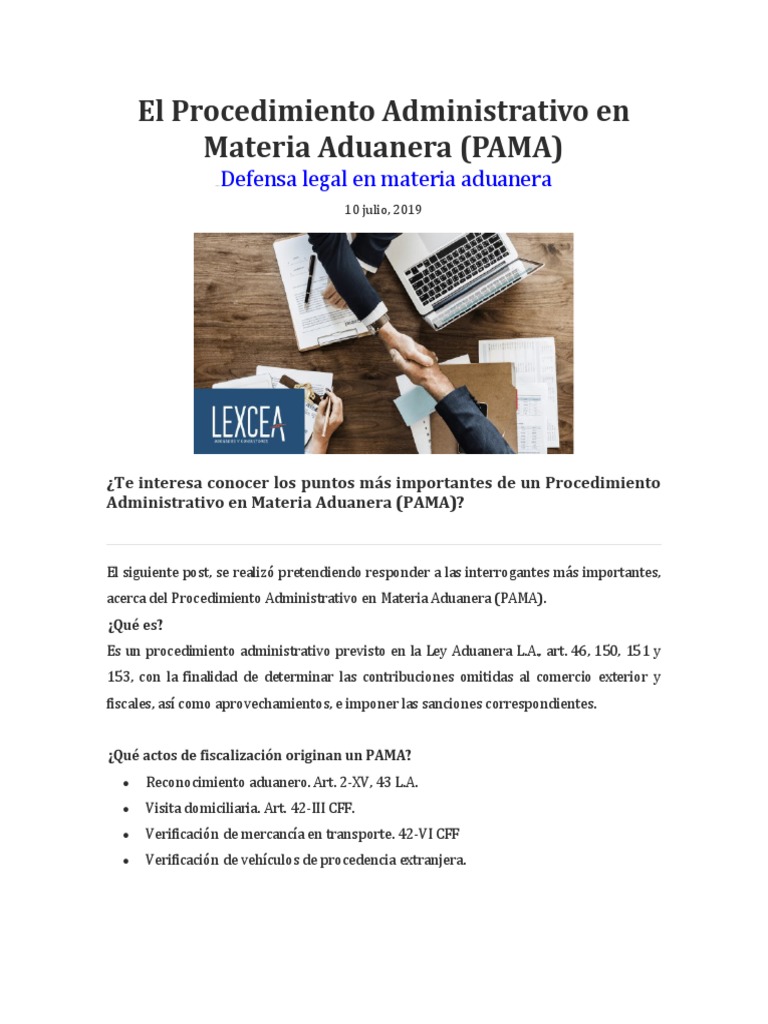 Procedimiento Administrativo Aduanero (PAMA) | PDF | Comercio | Economias