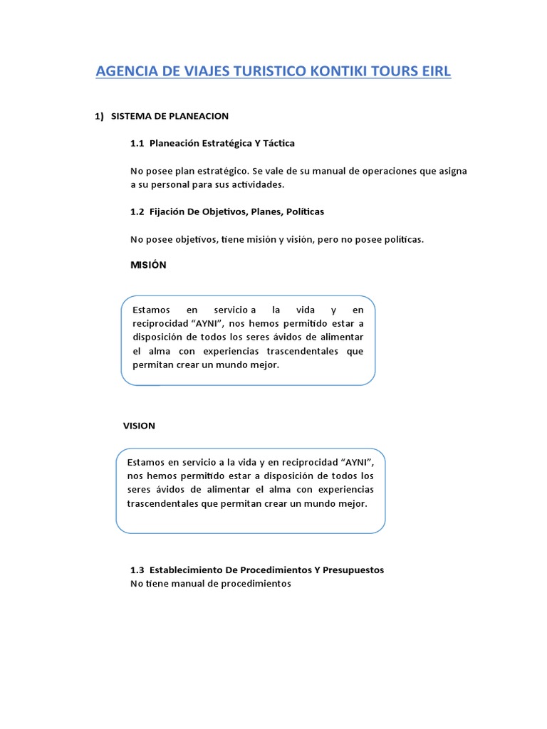 Agencia de Viajes Kontiki L-1er Trabajo | PDF | Gestión de recursos ...