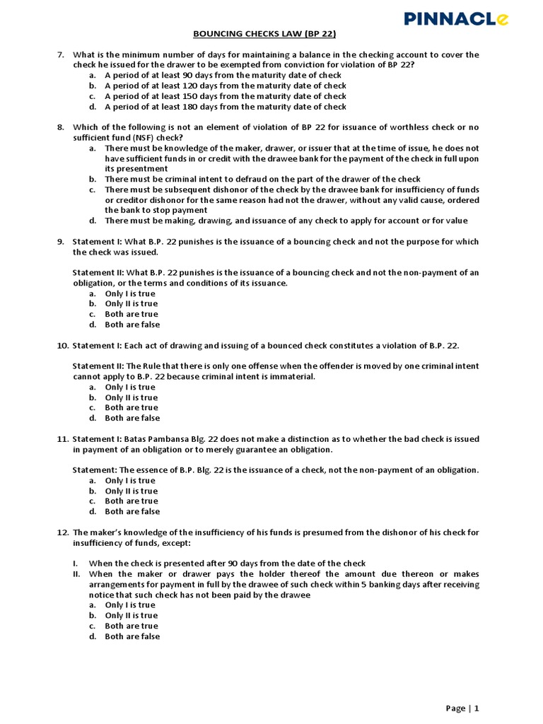 Understanding Bp 22 Bouncing Checks Law Pdf Justice Crime Violence