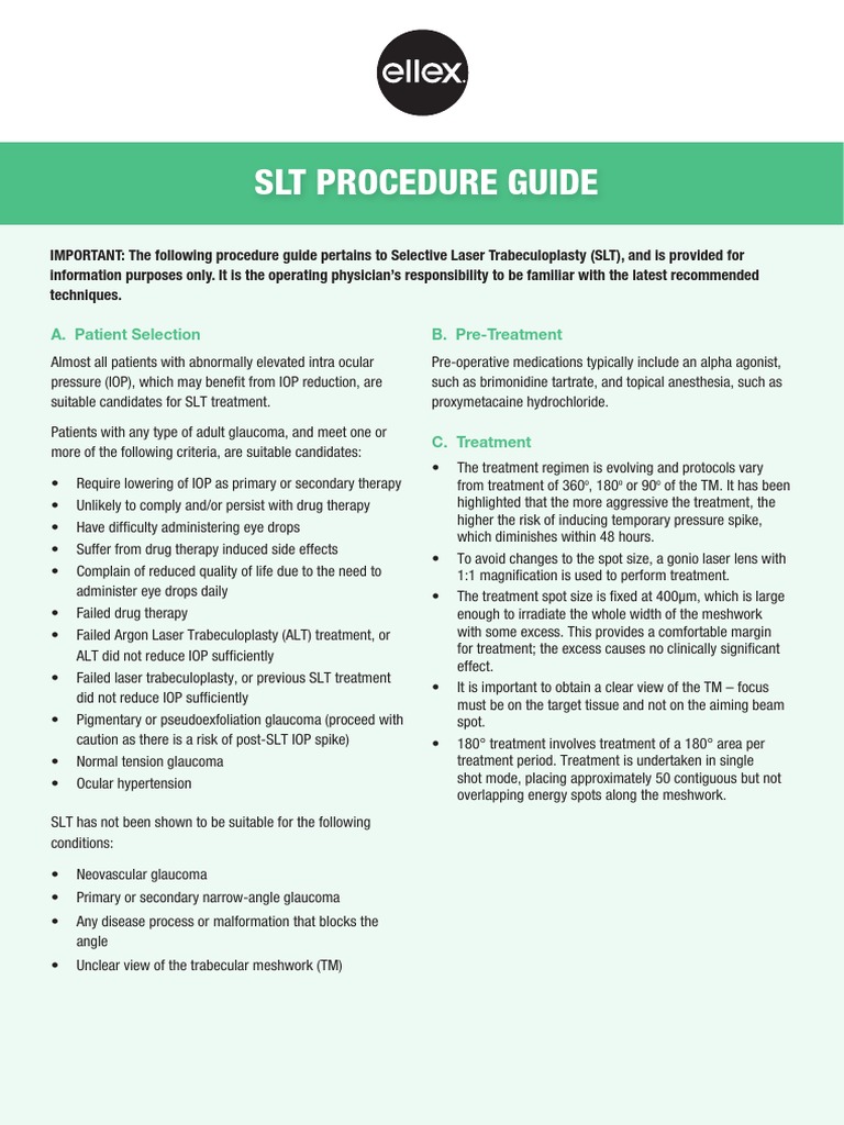 SLT Procedure Guide: A. Patient Selection B. Pre-Treatment | Download ...