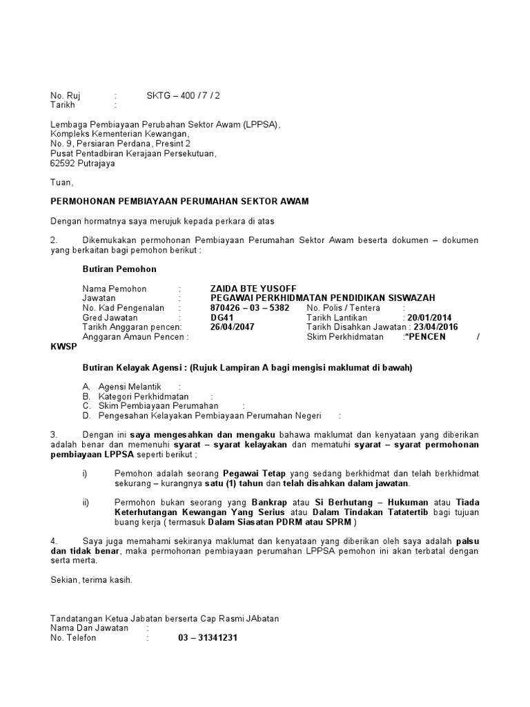 Surat Iringan Lppsa 2 | PDF