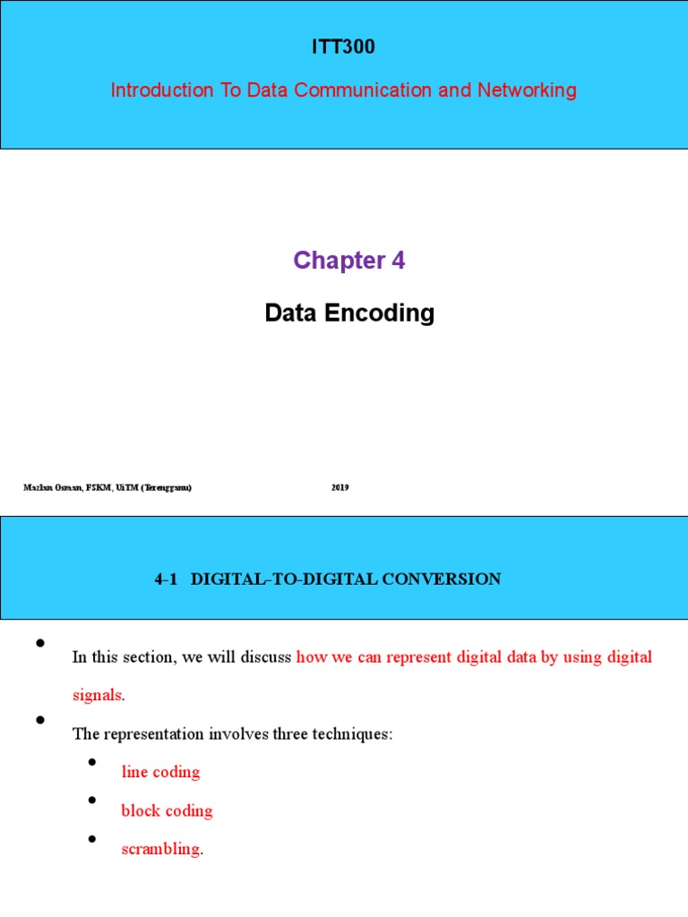 Data Encoding: Introduction To Data Communication and Networking | PDF ...