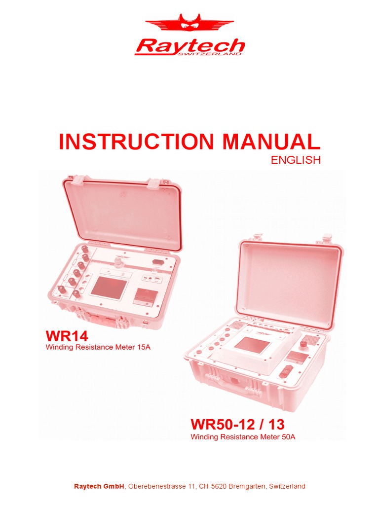 Raytech Instruction Manual WR XX Field | PDF | Transformer | Usb