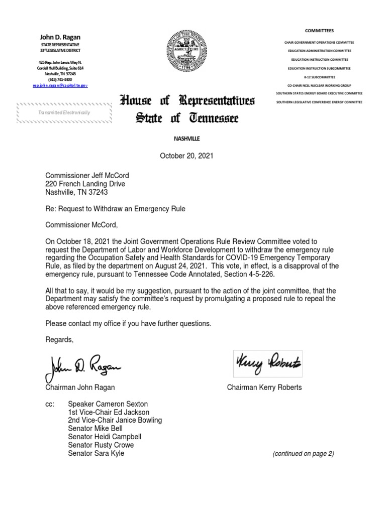 House of Representatives State of Tennessee: John D. Ragan | PDF ...