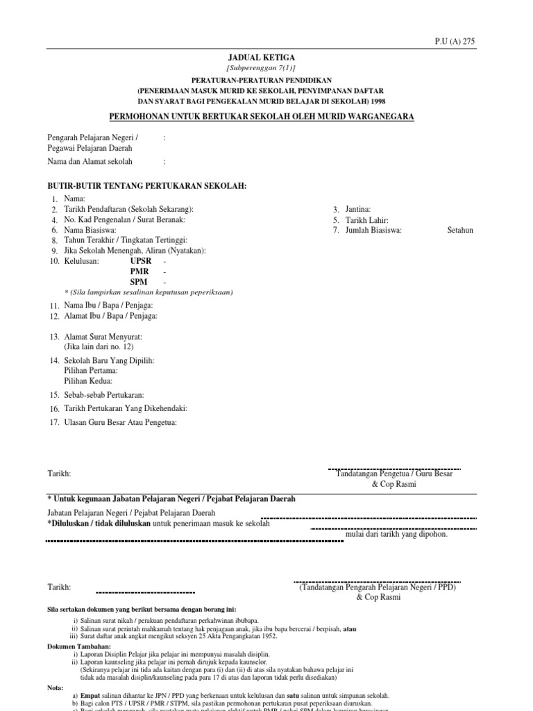 Borang P.U (A) 275 | PDF
