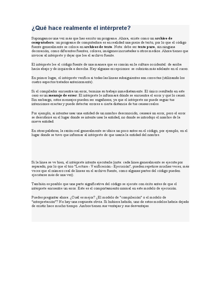 5 Qué Hace Realmente El Intérprete | PDF