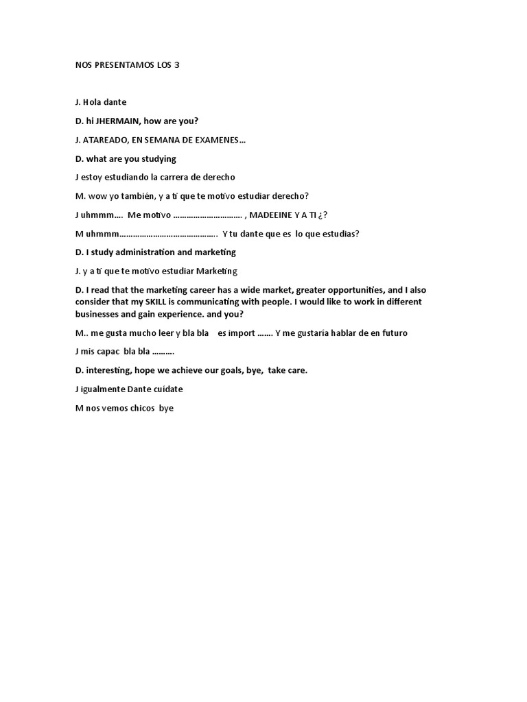 Nos Presentamos Los 3 | PDF