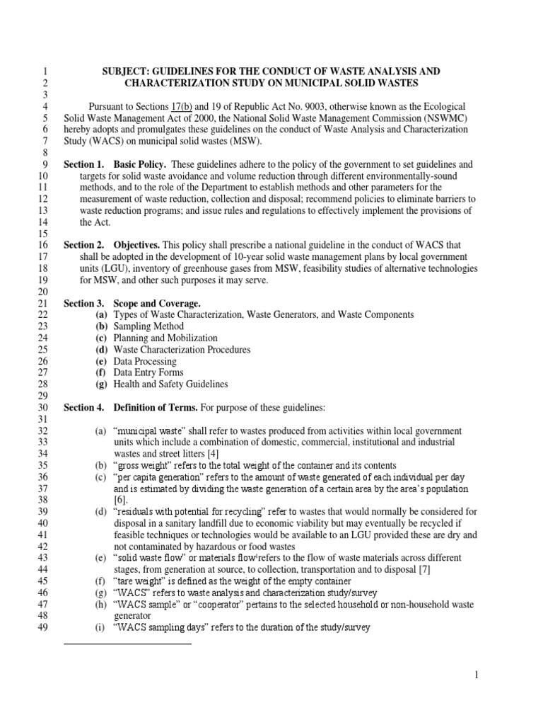 WACS-Guidelines Final | PDF | Waste Management | Sampling (Statistics)
