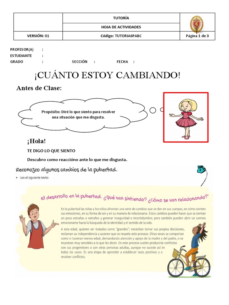 SESIÓN 1 - CUÁNTO ESTOY CAMBIANDO Tutoria | PDF