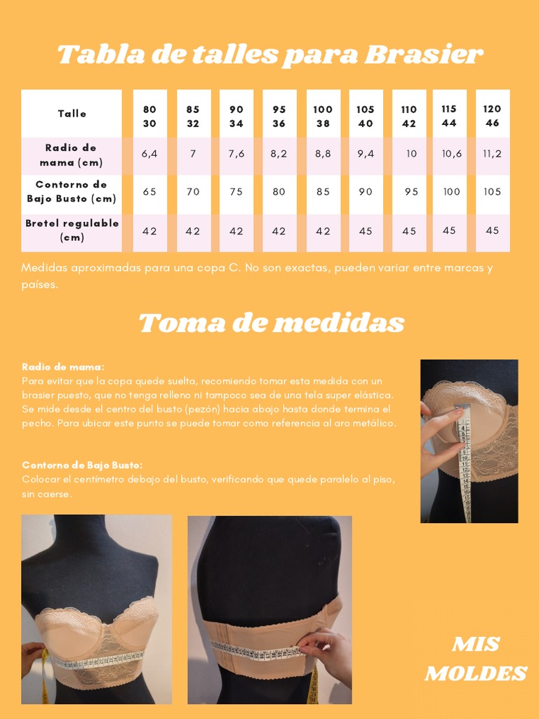 Tabla de Talles para Brasier: Medidas Aproximadas para Una Copa C. No ...