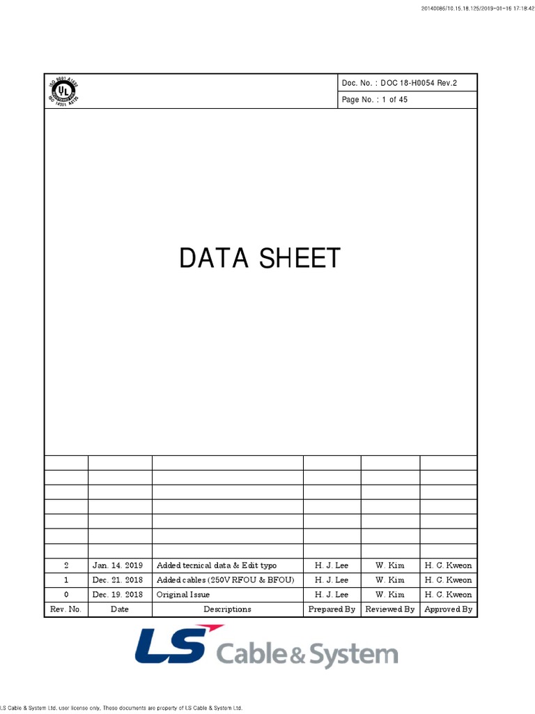 Completed Datasheet For Electrical & Intrument Cable - LS Korea | PDF ...