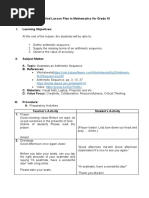 Detailed Lesson Plan - Arithmetic Sequence | PDF | Critical Thinking ...