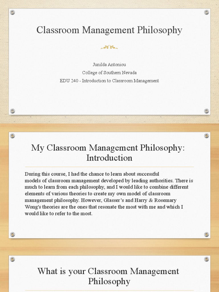 Classroom Management Philosophy | PDF | Classroom Management | Classroom