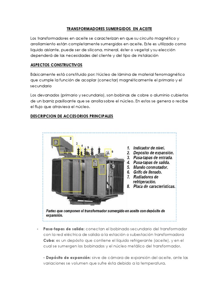 Transformadores Sumergidos en Aceite y Transformadores Secos | PDF | Transformador | Ingenieria ...