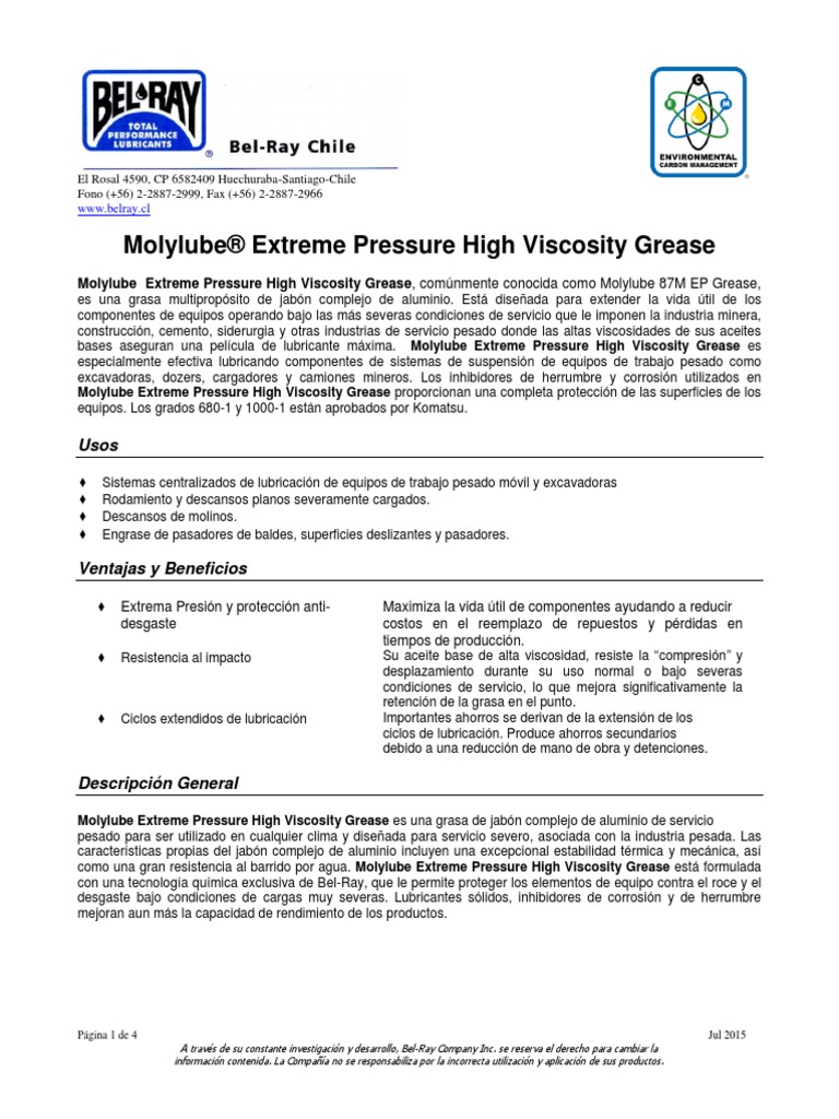 Molylube Extreme Pressure High Viscosity Grease 680-1 | PDF ...