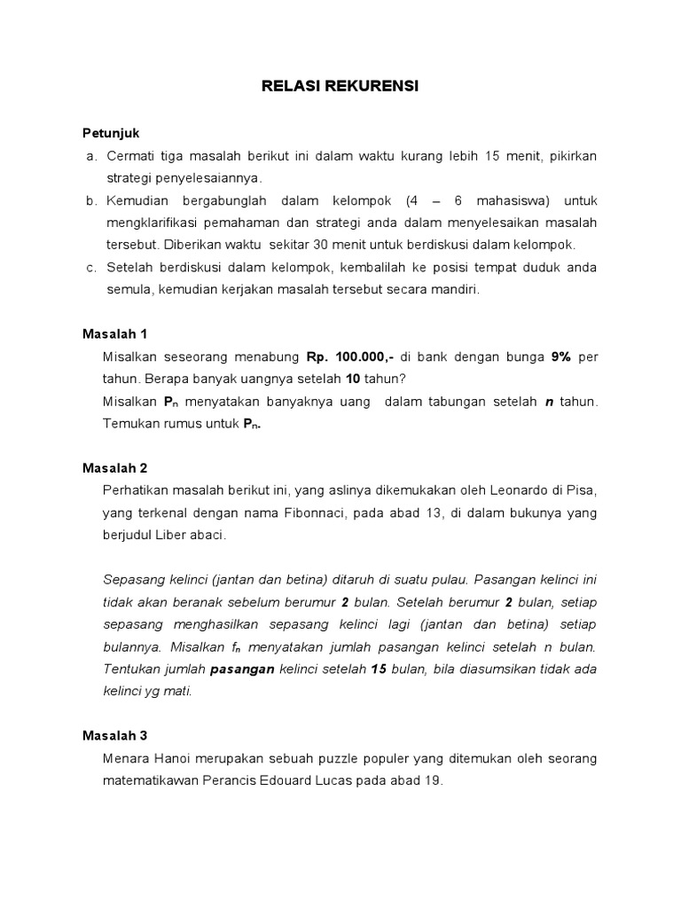 Relasi Rekurensi 1 | PDF