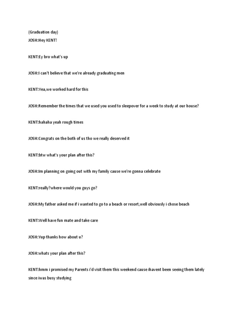 Graduation Day Script | PDF | Cooking, Food & Wine
