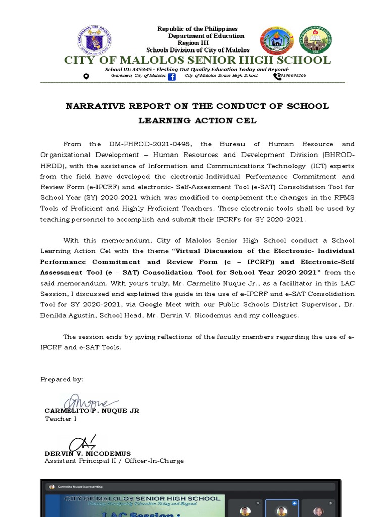 Narrative Report - Lac Session (CPN) | PDF | Educational Technology ...