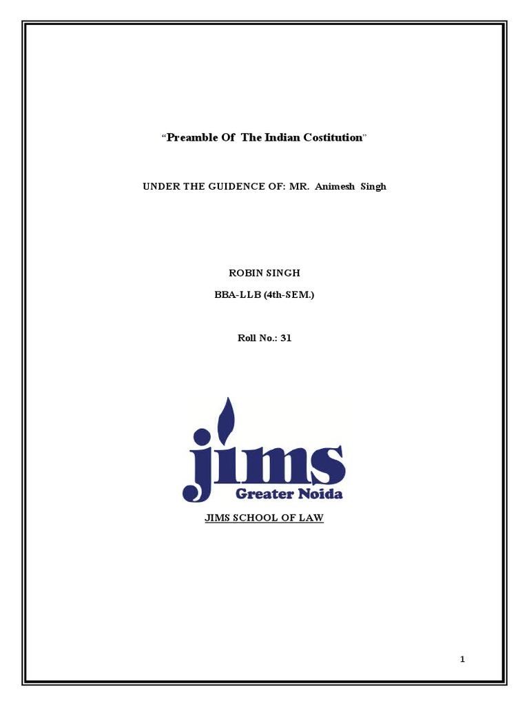 Preamble of the Indian Constitution Explained | PDF | Liberty ...