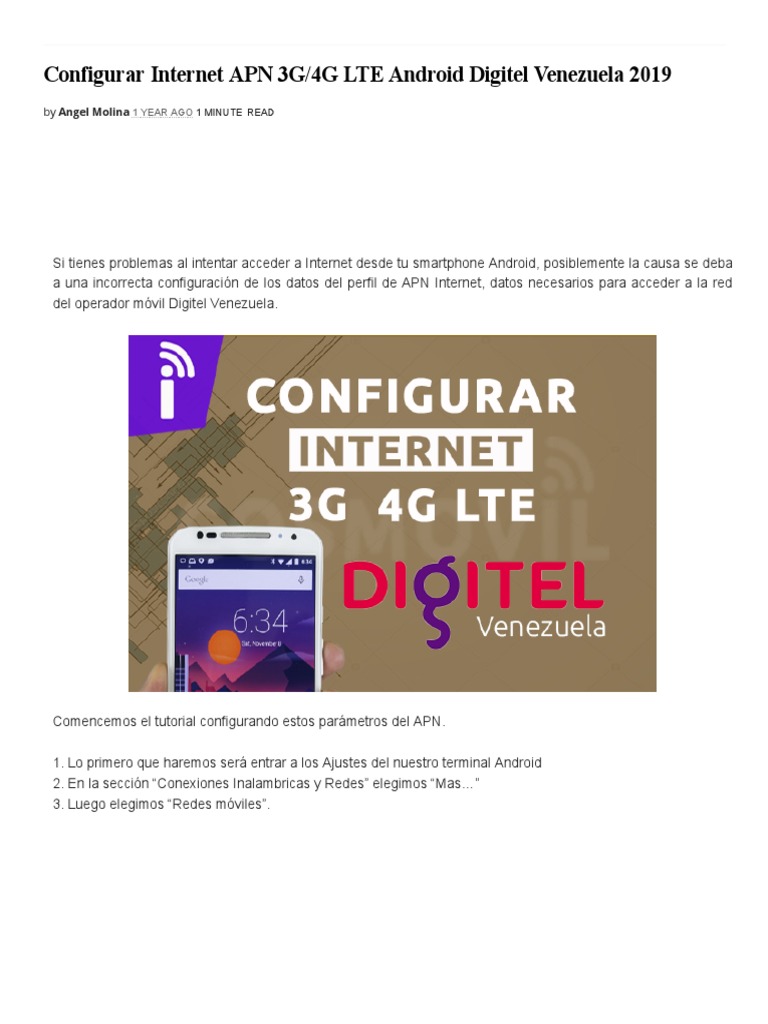 Configurar Internet APN 3G - 4G LTE Android Digitel Venezuela 2019 ...
