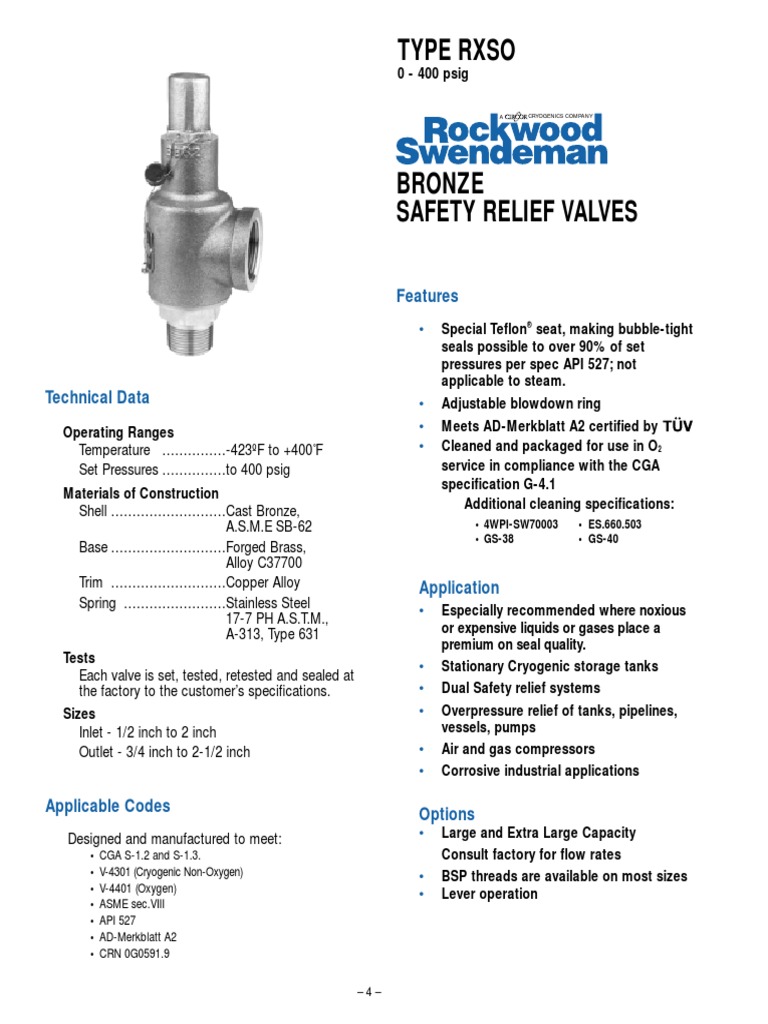 Valvula de Seguridad Rxso | PDF | Valve | Manufactured Goods