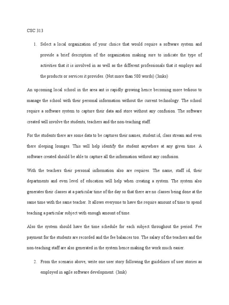 CSC 313 Exam | PDF | Teachers | Software