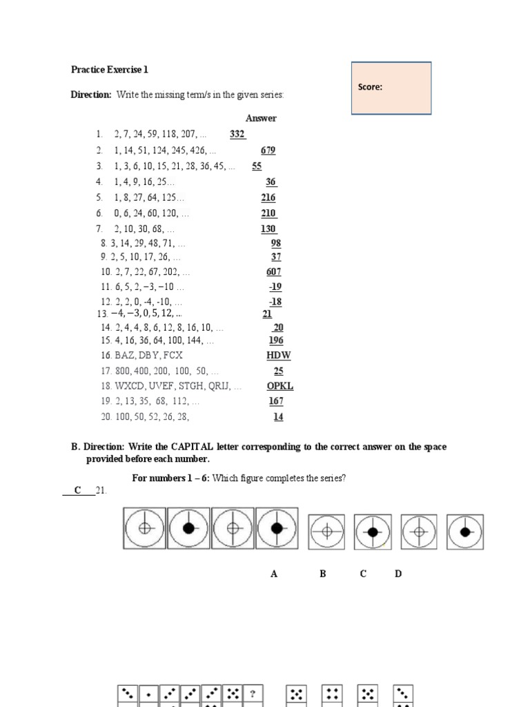 Answer 332: Write The Missing Term/s in The Given Series | PDF