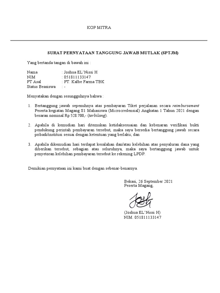 Form SPTJM Tiketing Reimburse MSIB | PDF