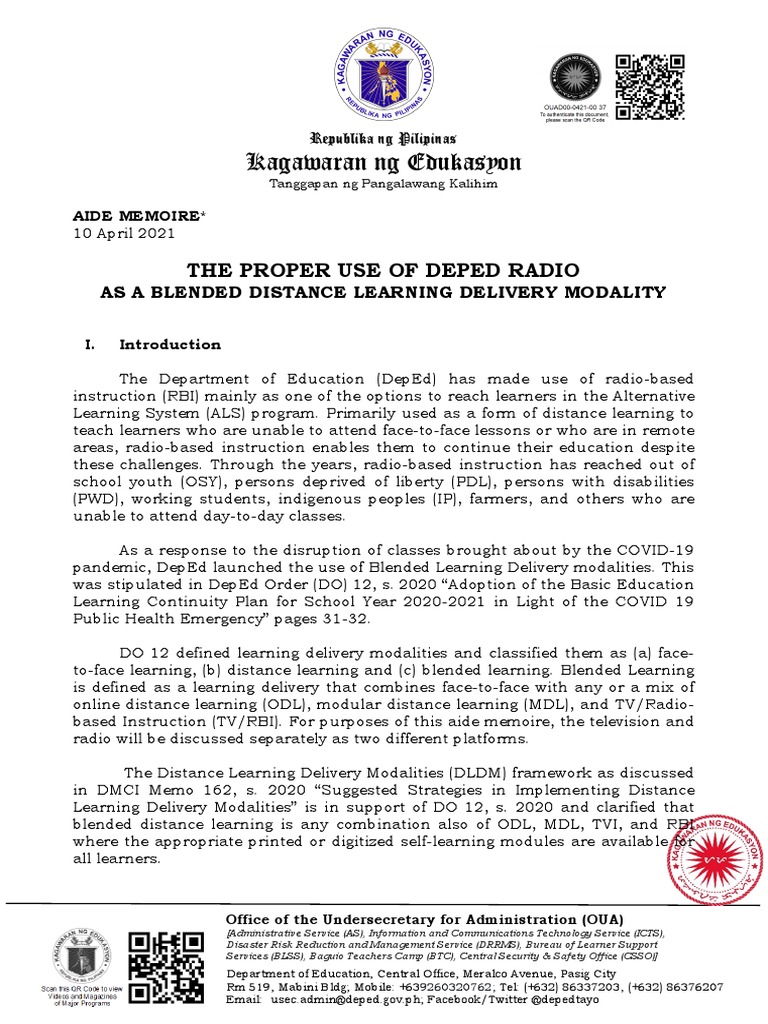 Kagawaran NG Edukasyon: The Proper Use of Deped Radio | PDF | Frequency ...