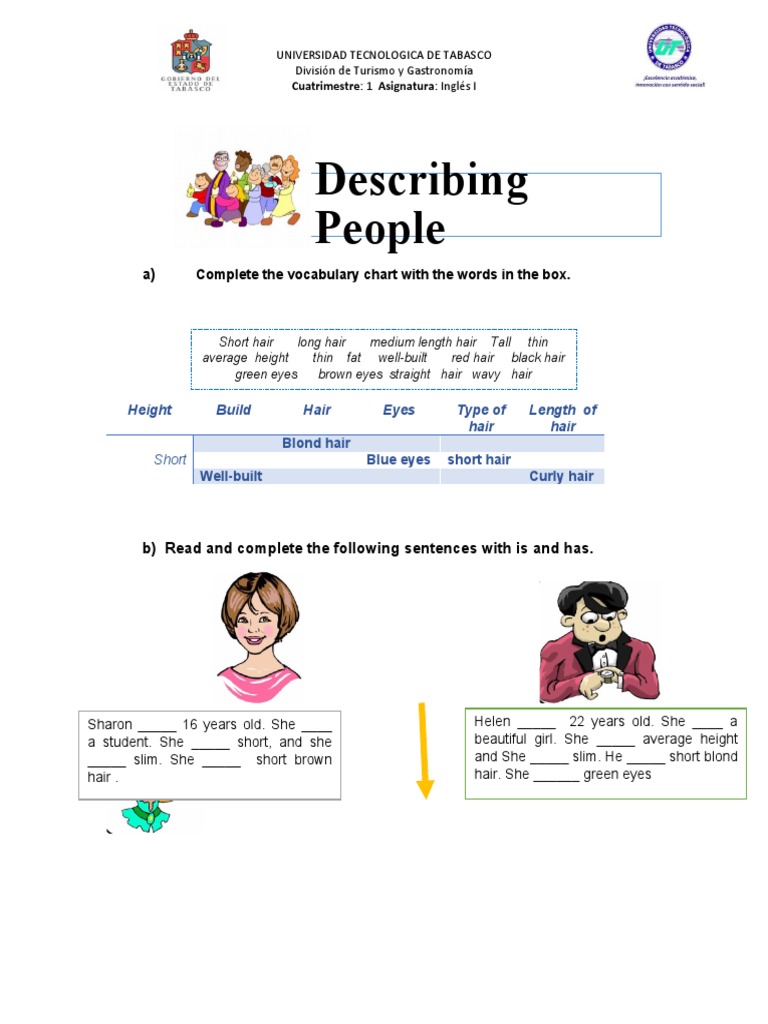 Describing People in English | PDF | Hair Color | Color