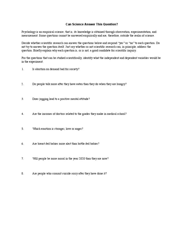 Can Science Answer This Question? | PDF