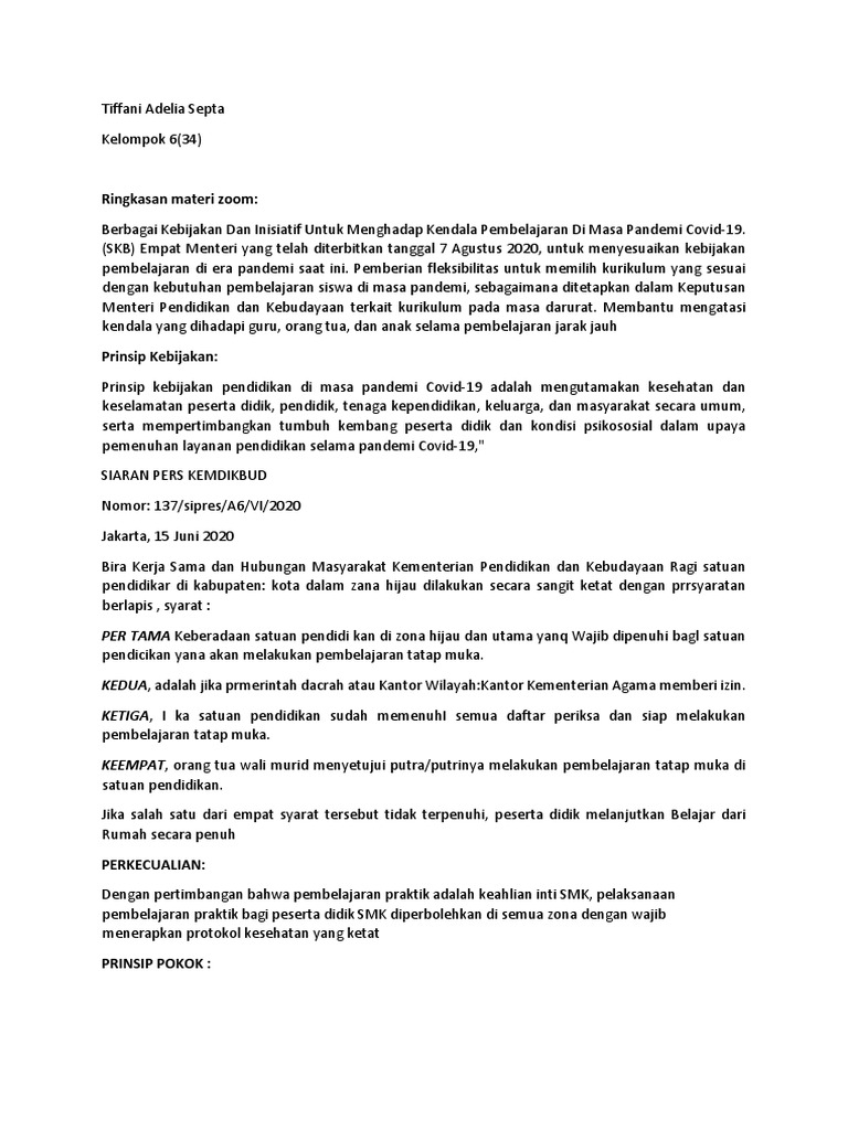 Hasil Rangkuman Zoom | PDF